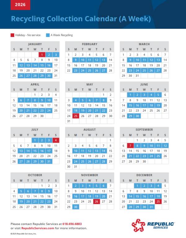 Recycling Collection Calendar 2026 - City of Alton